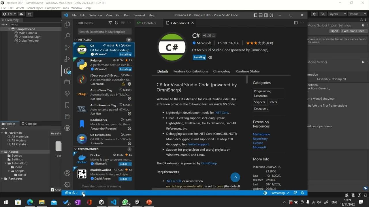 Setup Unity di Visual Studio Code | intellisense | suggestion ...