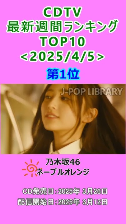 CDTV 週間ランキング 2025/4/5付 TOP10 #J-POP #cdtv - YouTube