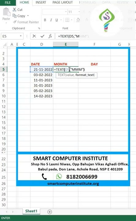 How To Retrieve ( Day ) And ( Month ) From The Given Date #microsoft #excel #exceltips - YouTube