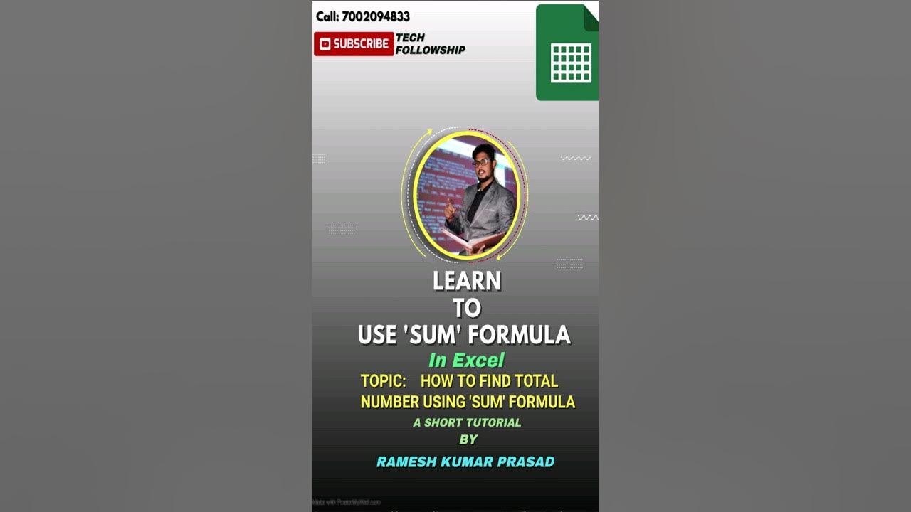Learn Sum Formula #computerclasses #exceltutorial #sumformula #total #exceltips #excel #msoffice ...