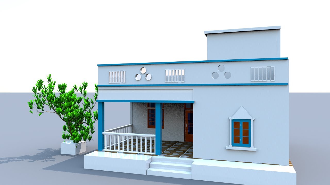 3 bedroom house plan with front elevation,28 by 28 village house plan ...