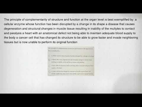 The principle of complementarity of structure and function at the organ ...