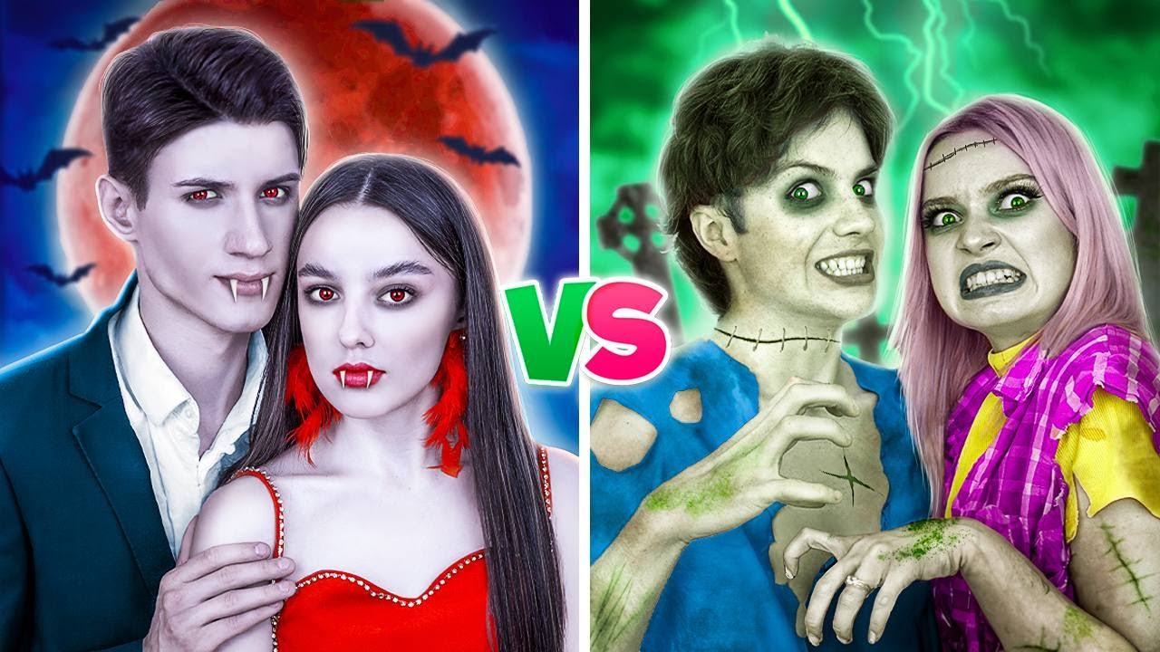 Vampire Couple vs Zombie Couple! Mermaid vs Hello Kitty vs Zombie - YouTube