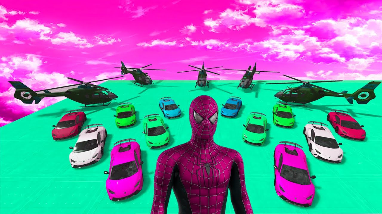 SPIDERMAN Racing Challange on Superbike and Supercars - YouTube