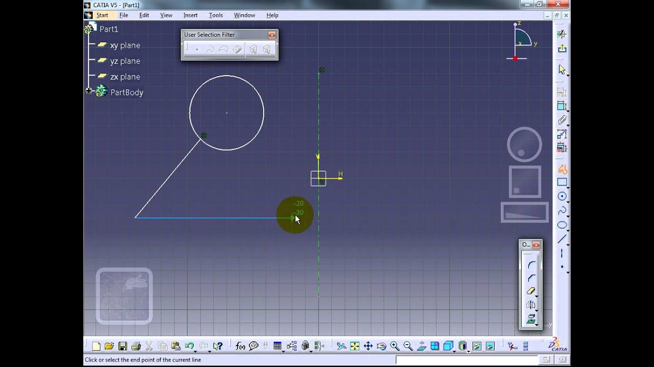 Catia V5 - Sketcher - Operation - Mirror + Symmetry - YouTube