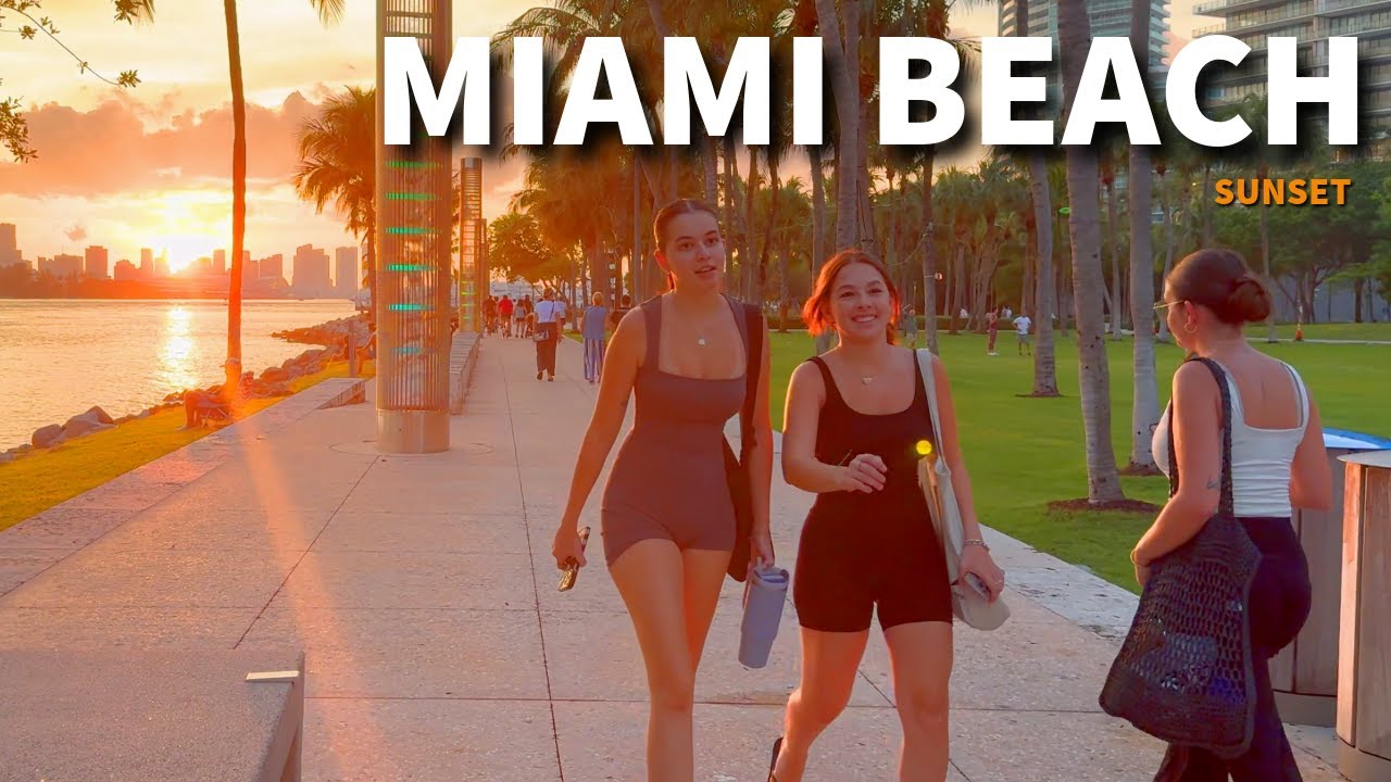Miami Beach Golden Hour Walking Tour - Breathtaking Sunset Views - YouTube