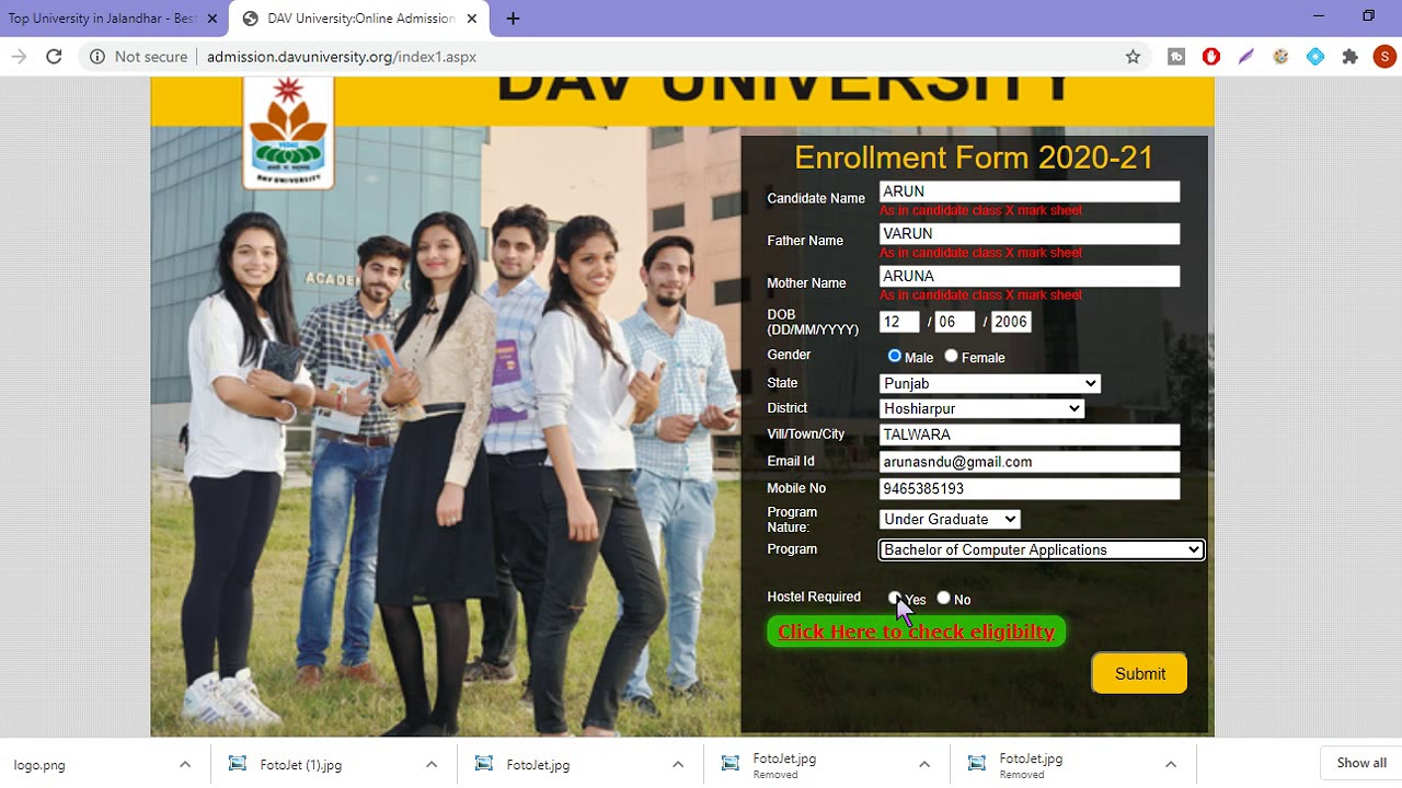How To Fill Dav University Admission Form 2020 Online Registration For ...