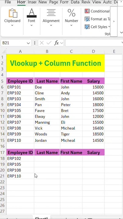 Excel Vlookup with multiple columns. #excel #exceltips #exceltricks #shorts #shortvideo - YouTube