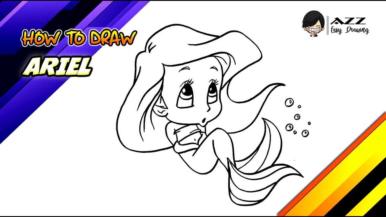 How to draw Ariel the little mermaid step by step - YouTube
