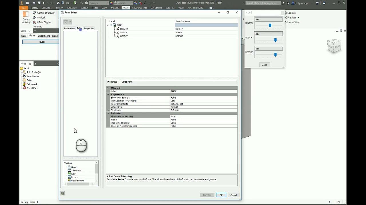 Adding iLogic Form With Slider Bar - YouTube