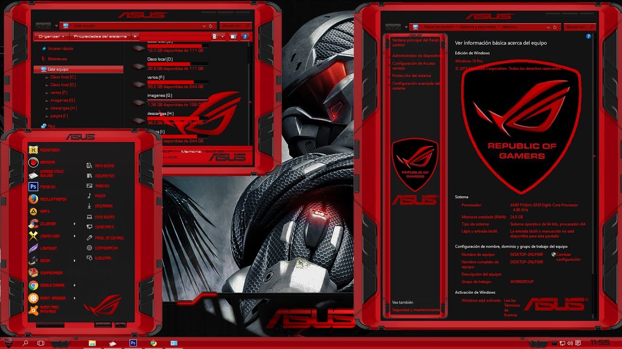 tema ASUS ROG para W10 versiones 1511,1607 Y 1703 - YouTube