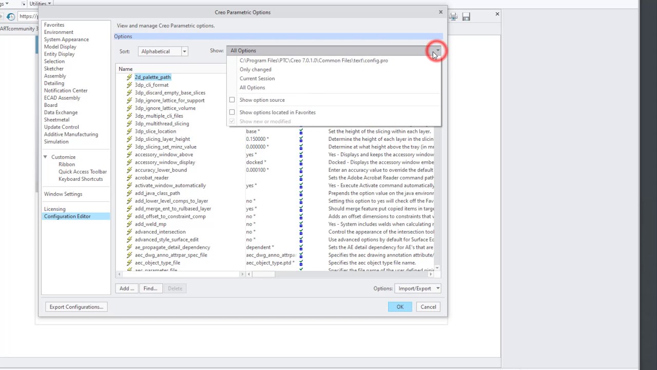 How to add and save Creo configuration options - YouTube