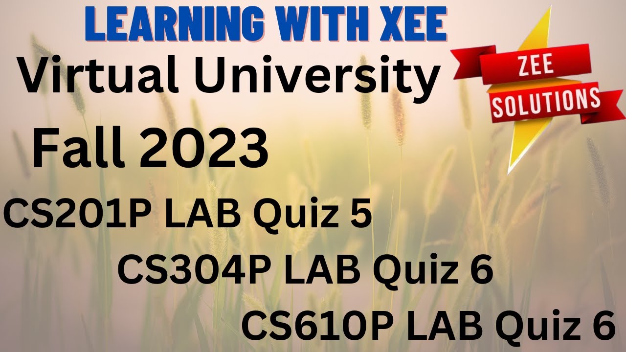 Cs201p Lab Quiz 5 Cs304p Lab Quiz 6 And Cs610p Lab Quiz 6 Fall 2023 Virtual University Of