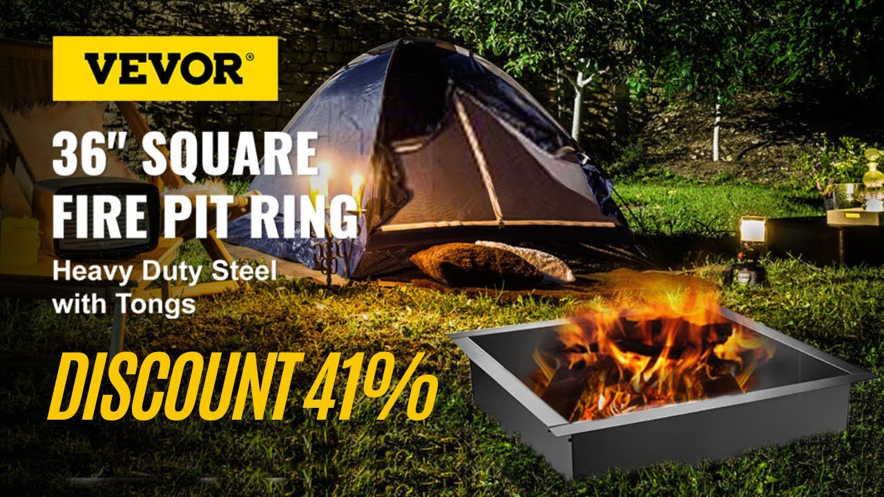 VEVOR 30/36 Inch Fire Pit Ring Heavy-Duty Steel with Tongs Easy to ...