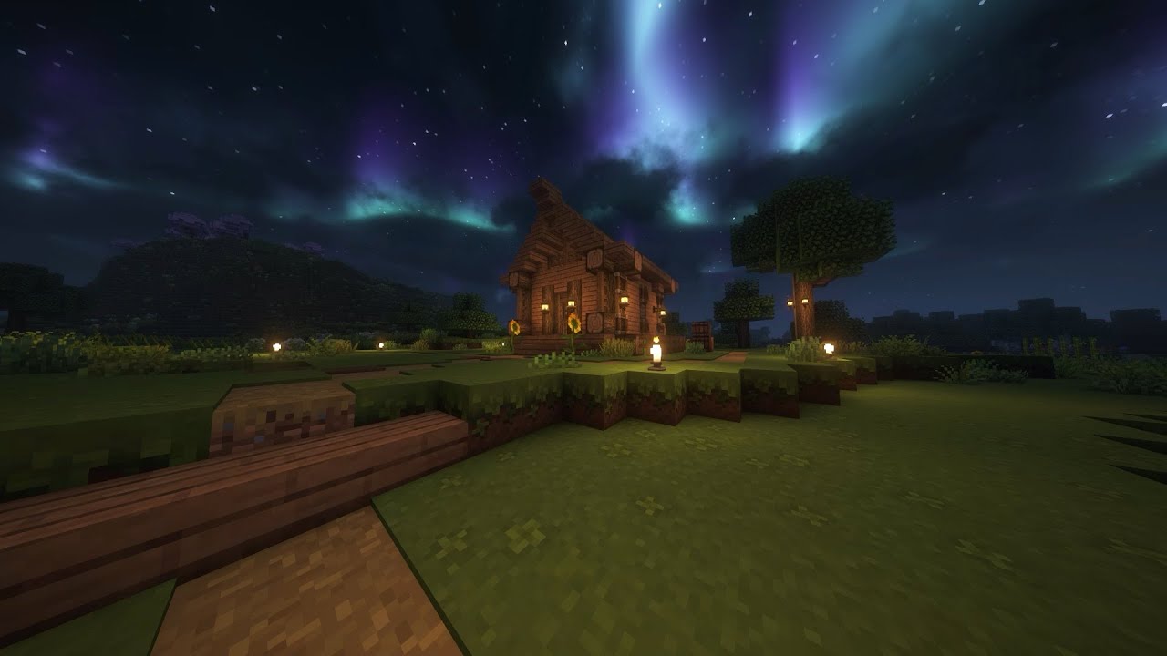 building a log cabin starter base by the river in minecraft - YouTube