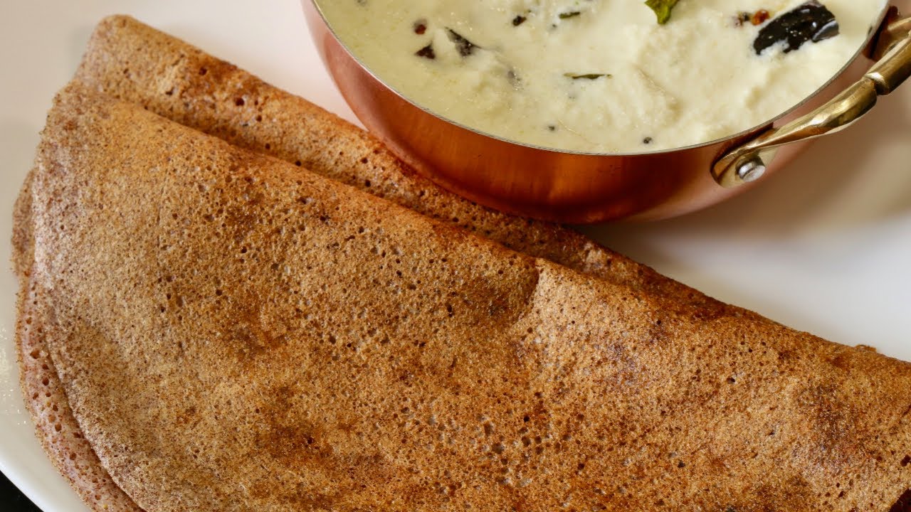 Healthy Breakfast recipe | Ragi dosa | Ragi Uttapam with coconut ...