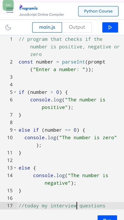program that checks if the number is positive, negative or zero in JavaScript - YouTube