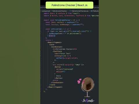How to check word is Palindrome or not ? | React JS #shorts #short #ytshorts #reactjs # ...