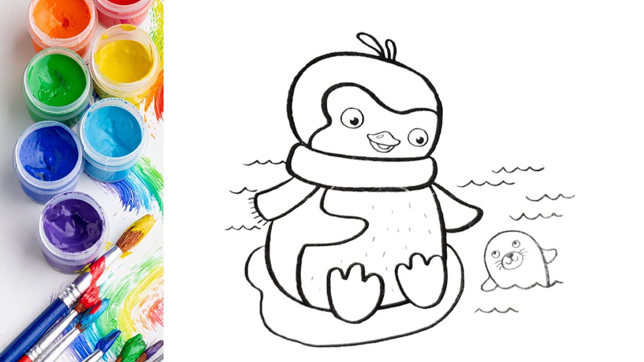Малюємо пінгвіна Як намалювати пінгвіна How To Draw And Color The