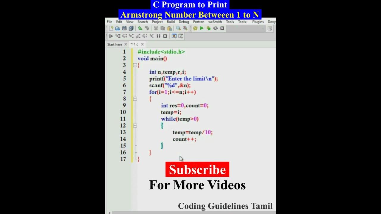 C Program to Print Armstrong Number Between 1 to N | C Programming - YouTube