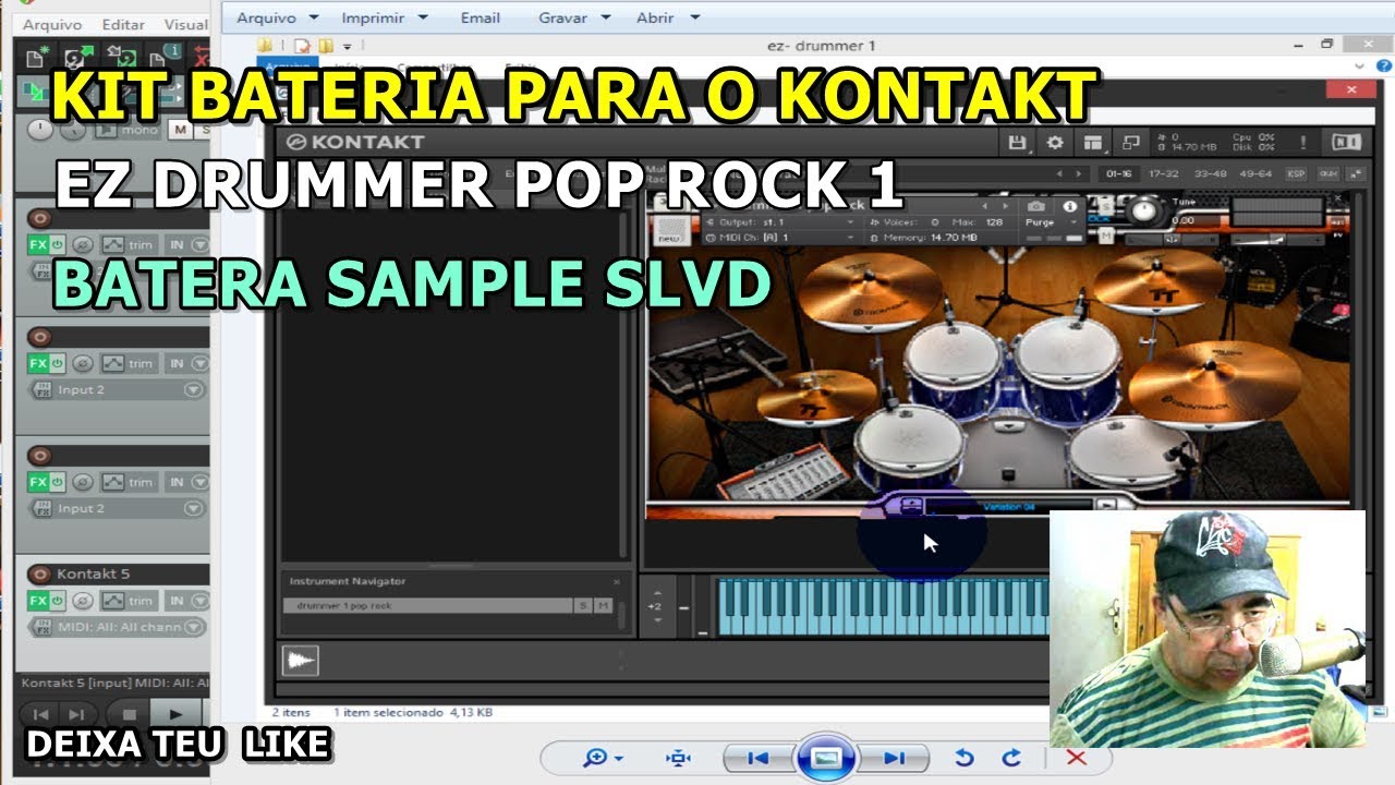 KIT BATERIA PARA O KONTAKT 5;6 EZ DRUMMER POP ROCK 1 BATERA SAMPLE SLVD ...