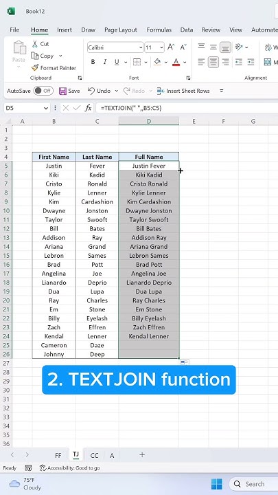 The top 3 ways to combine text in Excel. The last one though… 👀 #excel #tutorial #workhack - YouTube