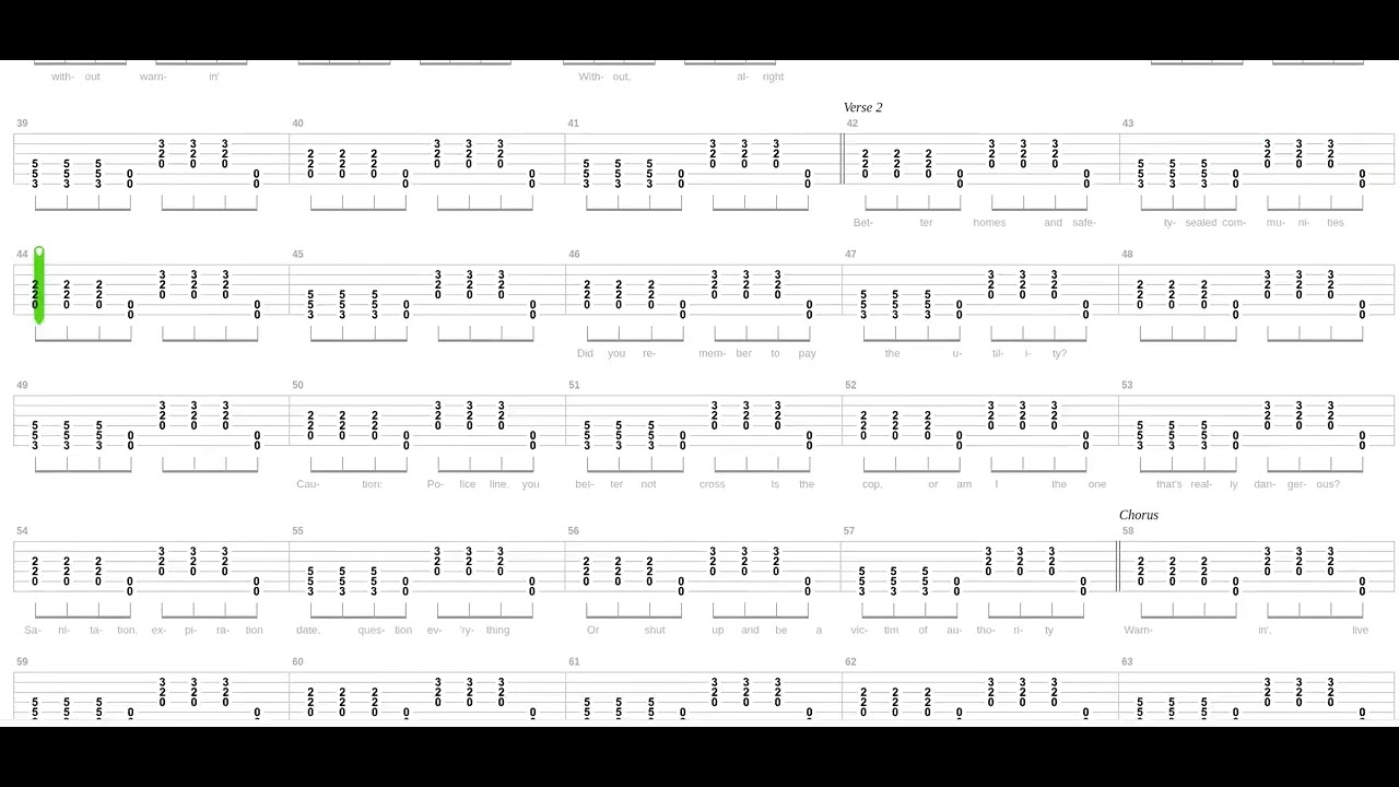 Warning Tab by Green Day + Guitar only + Guitar tab - YouTube
