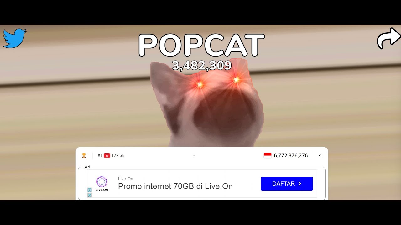 Live PopCat Click! Bantu Windah Basudara Mencapai 10 Besar PopCat WorldWide - YouTube