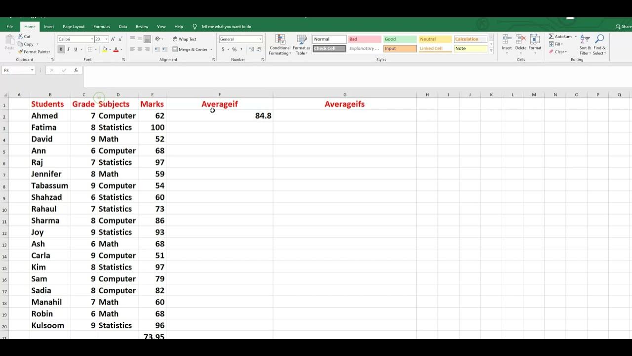 How to use Averageif & Averageifs in MS Excel? Urdu/Hindi - YouTube