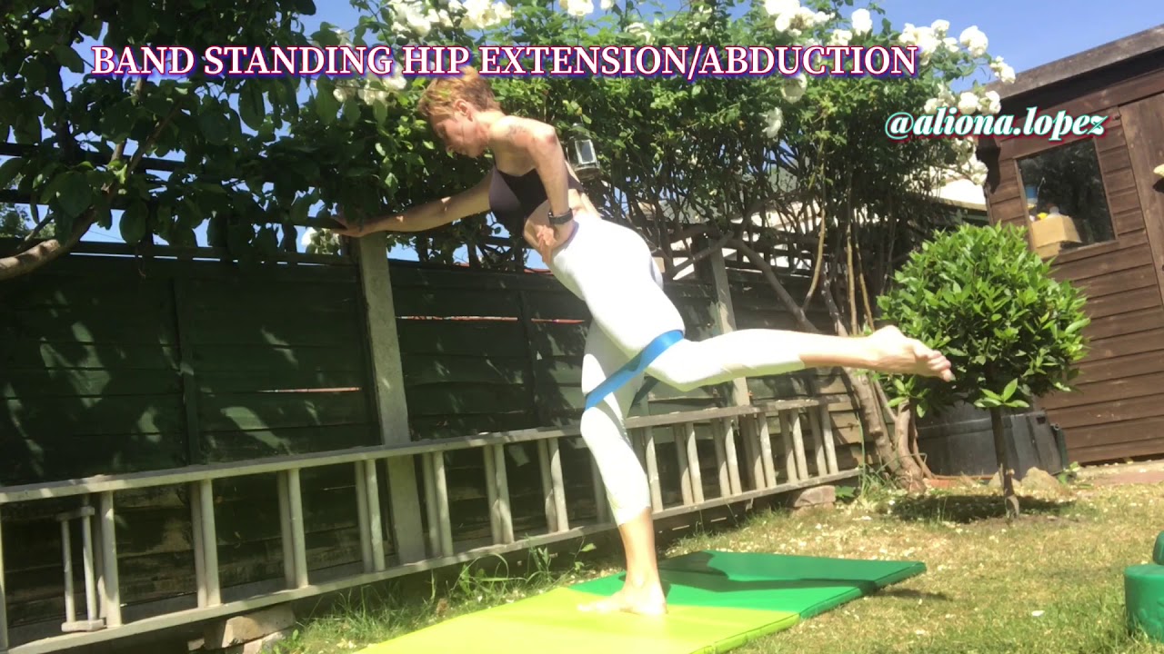 BAND STANDING HIP EXTENSION/ABDUCTION - YouTube