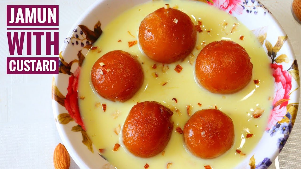 Jamun With Custard | Fushion Indian Sweets | Diwali Sweets Recipes ...