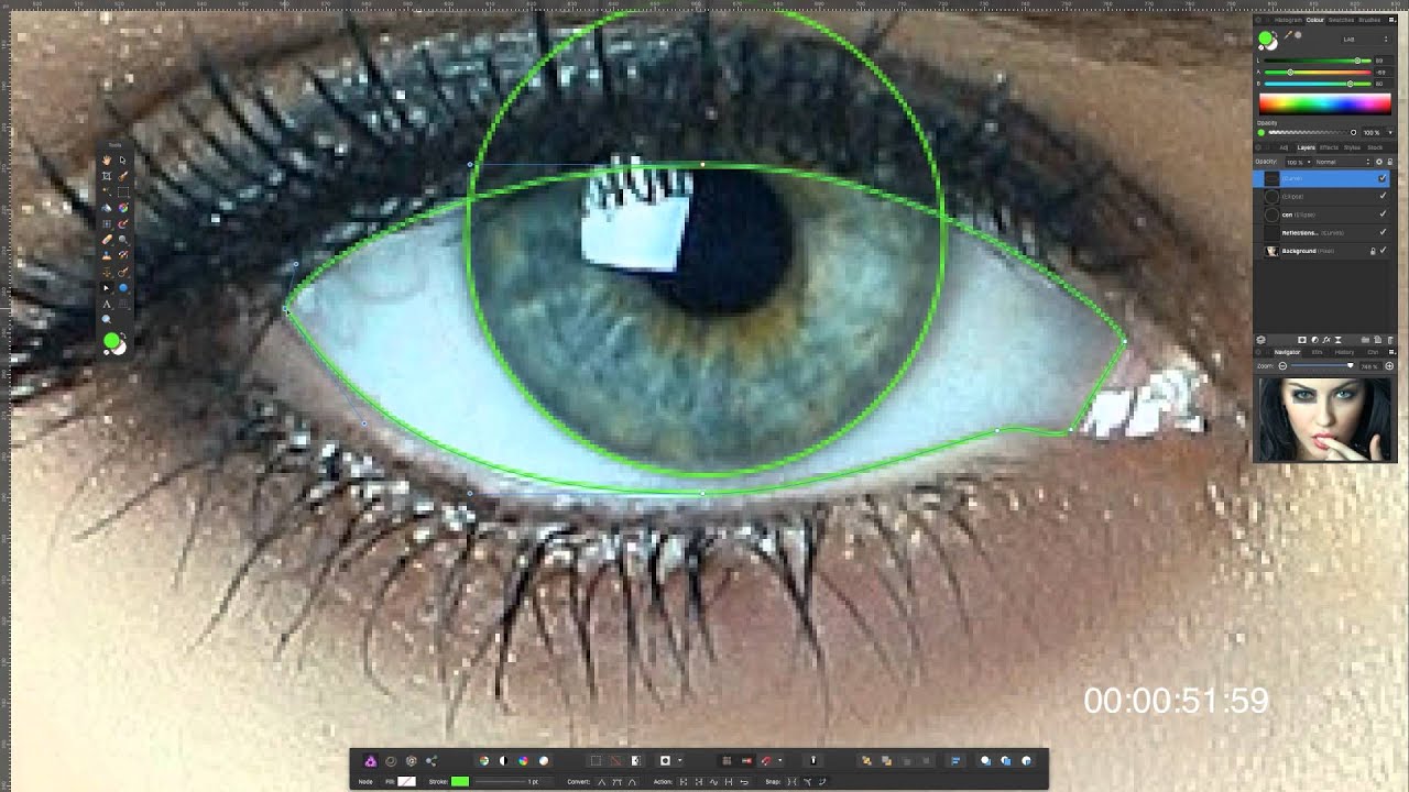 Changing eye color in Affinity Photo - YouTube