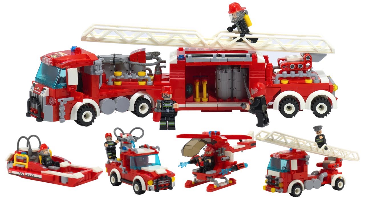 LEGO City Fire Rescue 4in1 Fire Truck Compilation - Speed Build ...