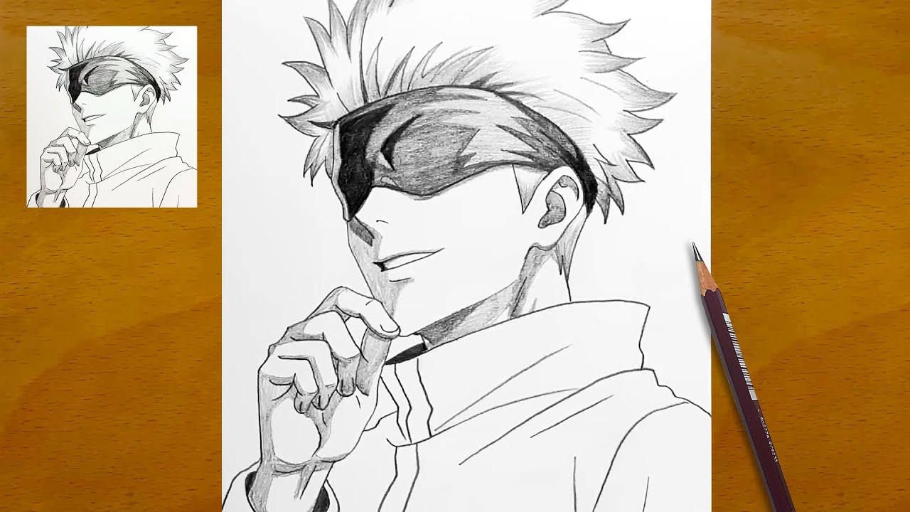How to draw Gojo from Jujutsu Kaisen || Pencil sketch step by step ...