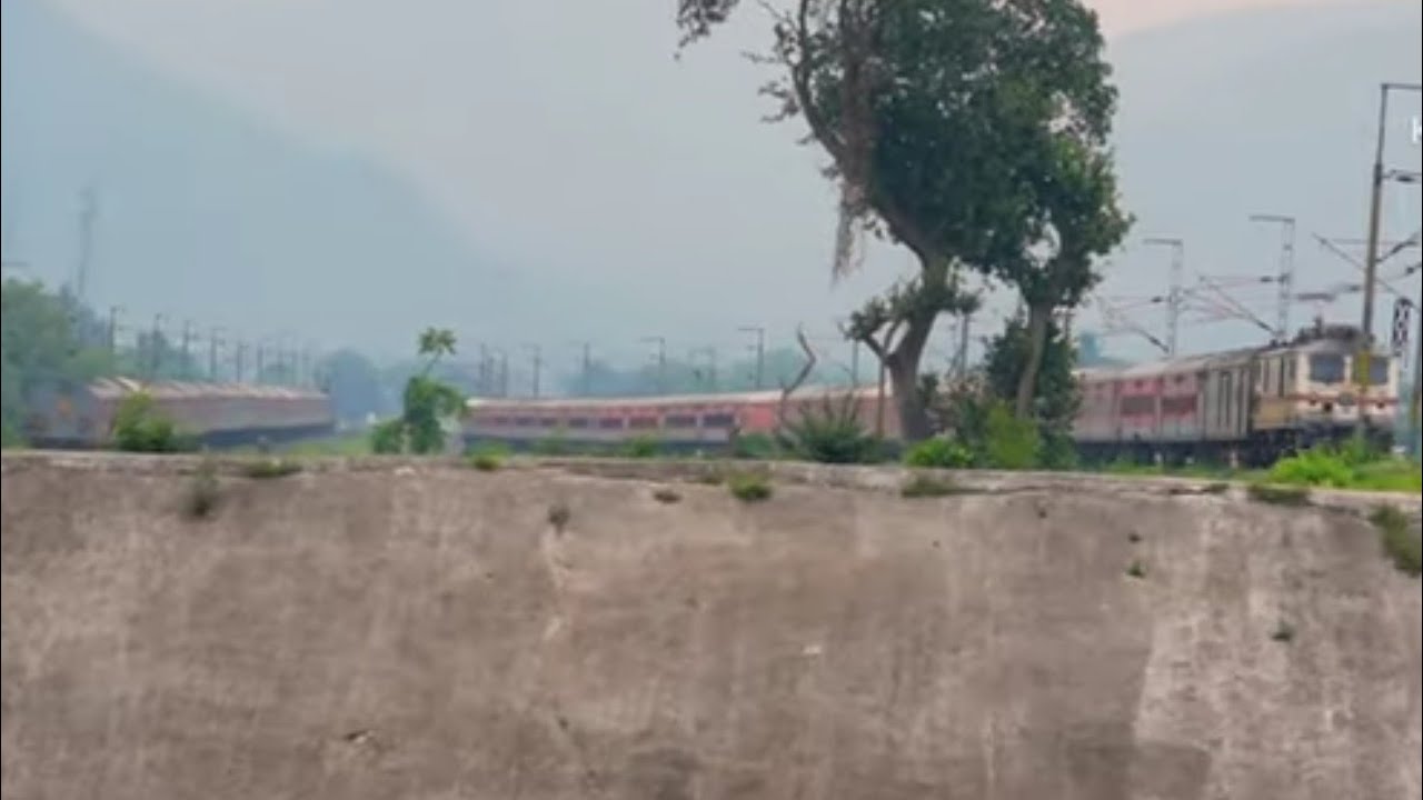 Two trains cross at the morning// 1bridge out and 1 bridge in comming ...