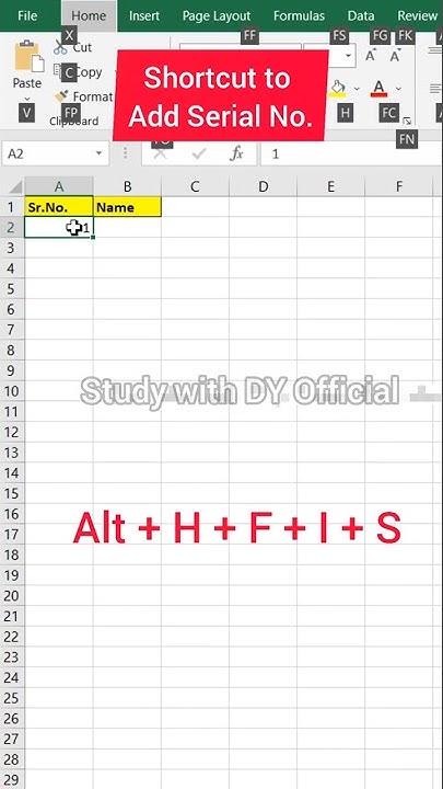 Shortcut key to add serial number in excel | Serial number shortcut key in excel #shorts #excel ...