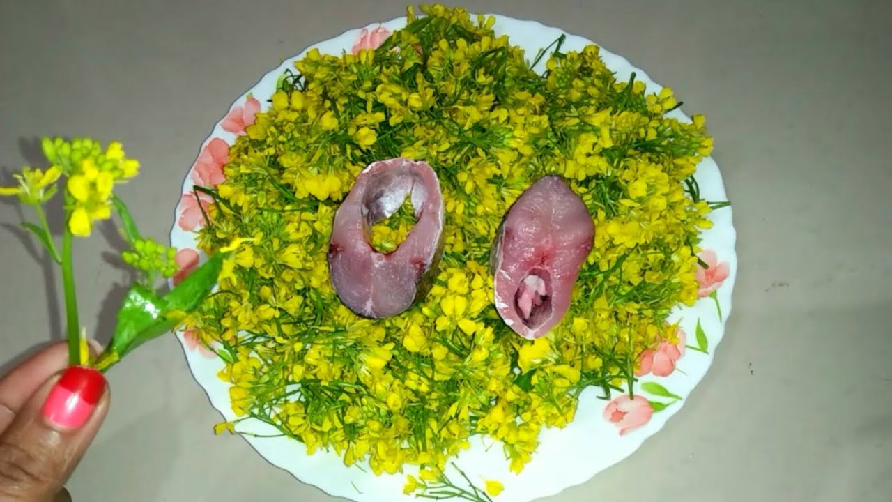 sarson flower with fish unique recipe | Mustard flower paste recipe ...