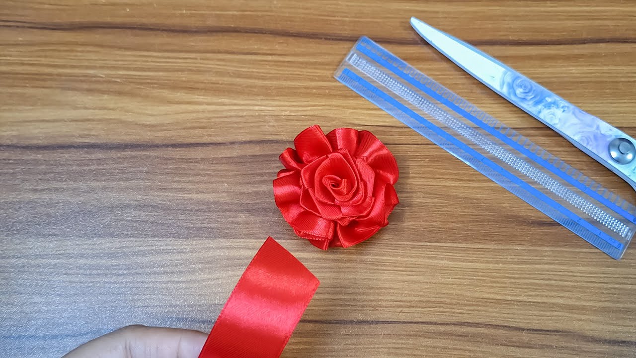 Satin Ribbon Rose | Rose Making Guide with Ribbon - YouTube