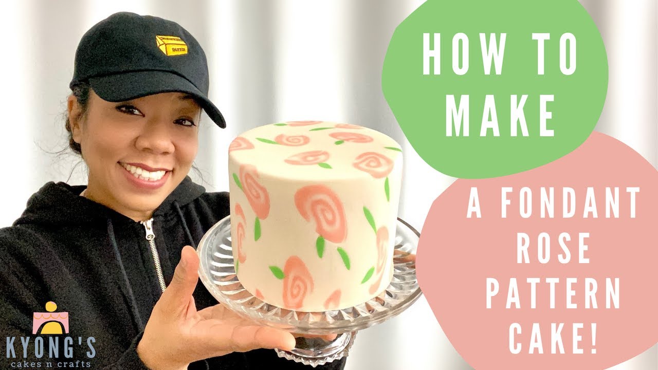 How to make an all over rose pattern fondant cake! - YouTube