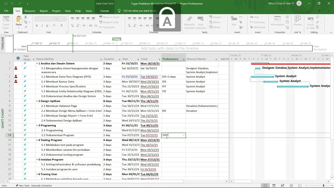 Praktikum Microsoft Project Prodecessor - YouTube