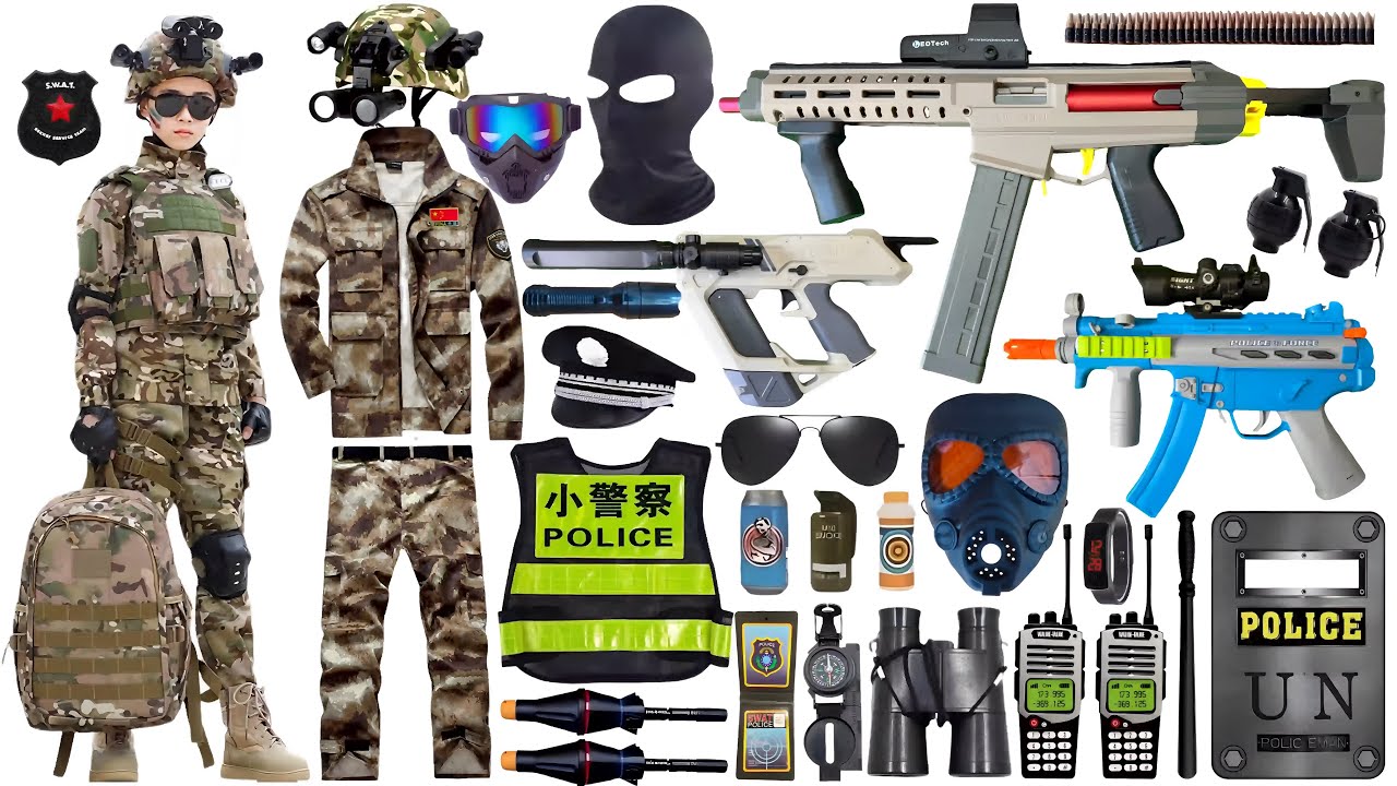 Special police weapon toy gun set unboxing, SCAR assault rifle, Victor ...