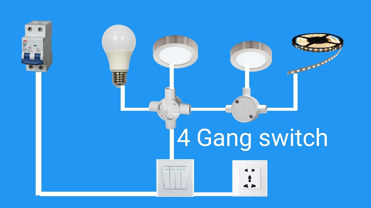 How to Wiring 4 Gang Switch with a socket #electricalwiring #electrical ...