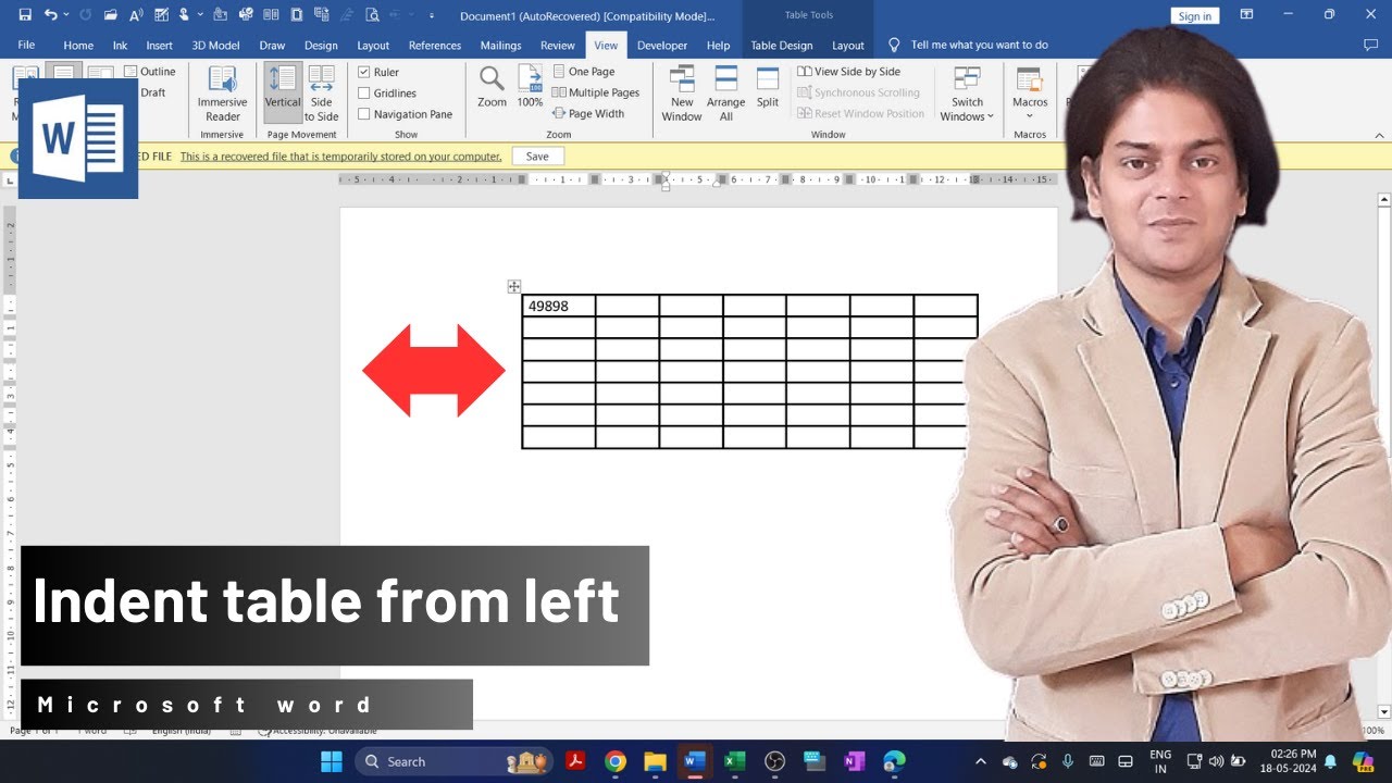 How to indent table from left in Microsoft Word? - YouTube