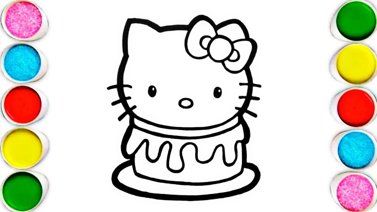 Cute Hello Kitty Cake Drawing, Painting & Coloring For Kids and ...