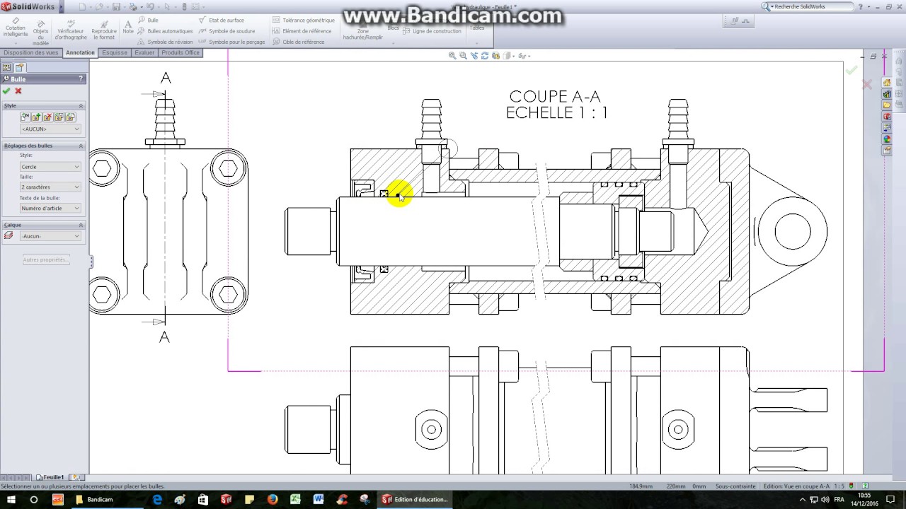 Vérin hydraulique TP25 Vérin hydraulique mise en plan dessin d'ensemble ...