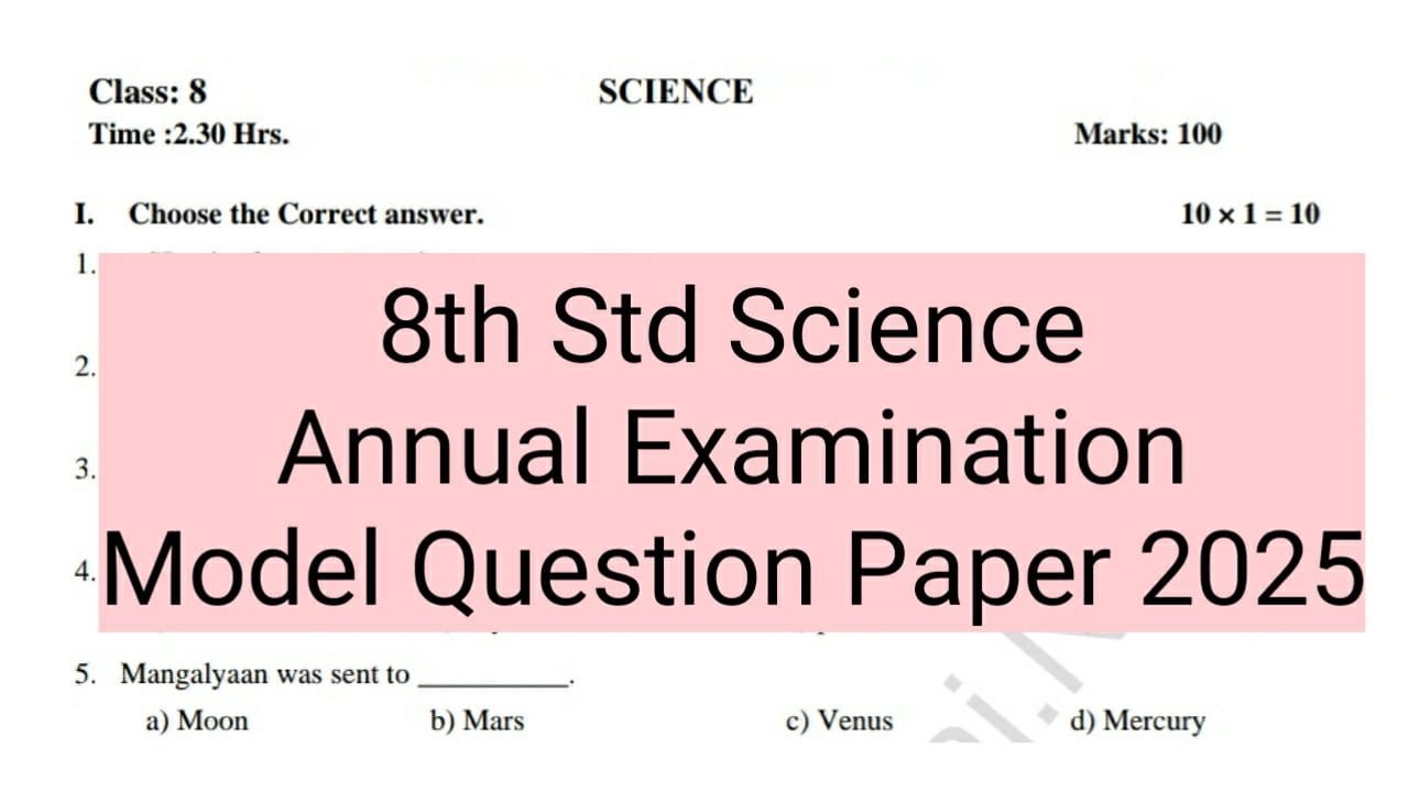 8th Science Annual Exam Question Paper 2025 | 8th Standard Science ...