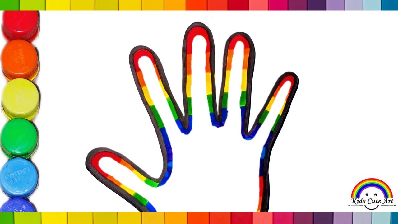 Rainbow hand palm ️ drawing, Coloring, Painting for Kids & Toddlers ...