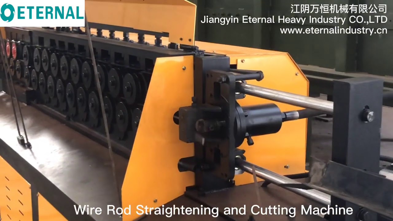 Automatic wire rod straightening and cutting machine - YouTube