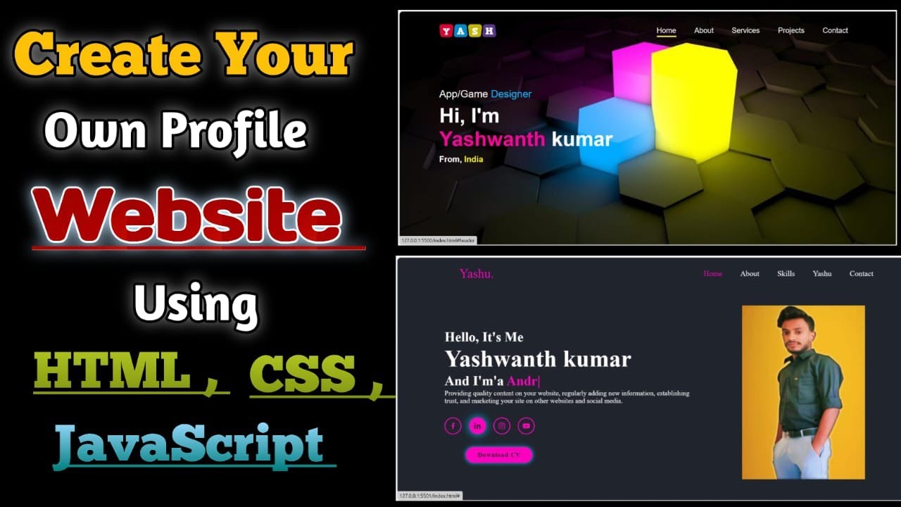 How To Create Own Profile Website Using Html And Css In Kannada 8177