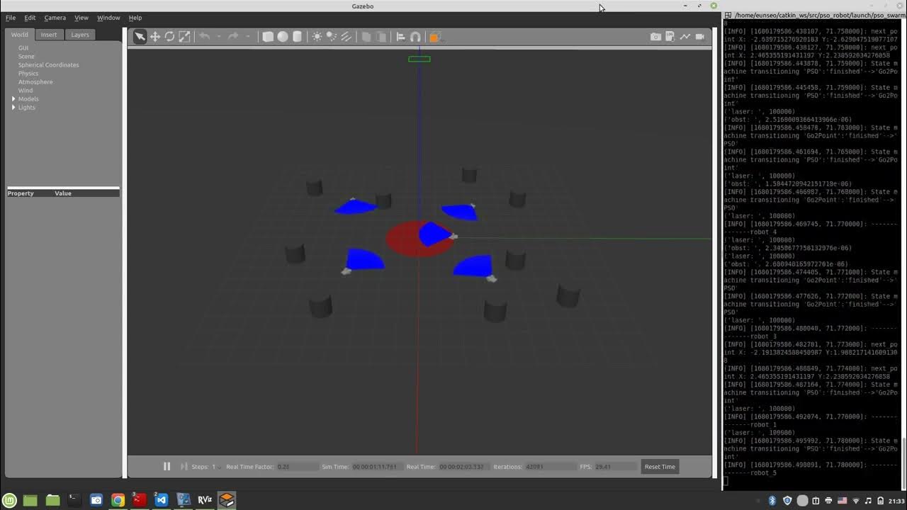 [캡스톤] multi robot algorithm using PSO in obstacle - YouTube